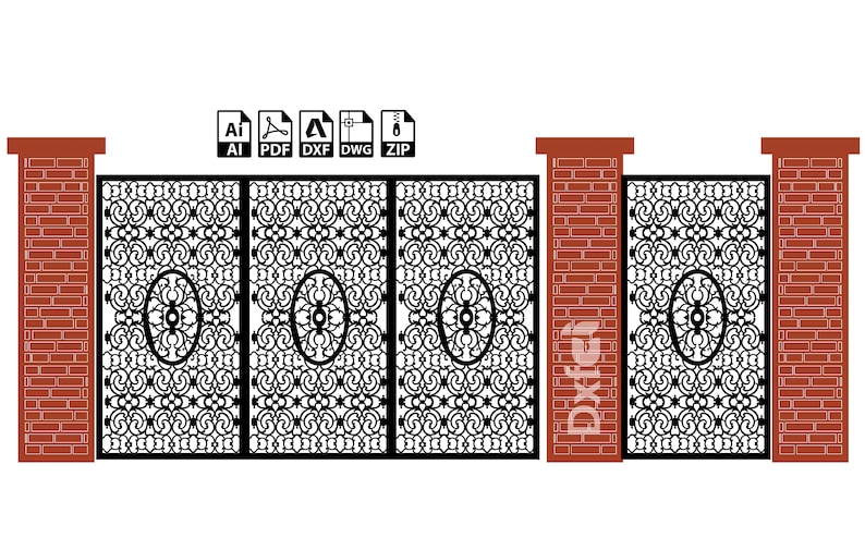 Wrought Iron Gate Grill Panel Dxf Panel Partition Room Divider Vector ...