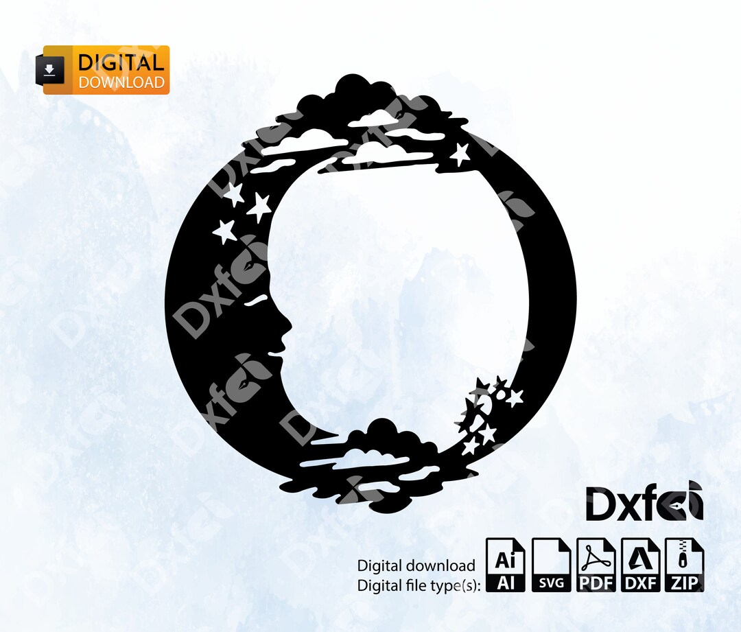 Moon Svg Dxf Laser Cut Files Decor Design - Digital Wall Decor ...