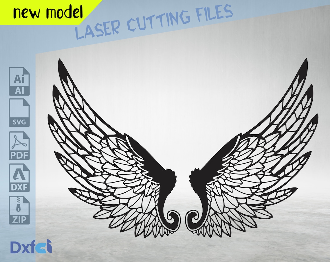 Angel Wings Svg Laser Cut Dxf Files Wings Dxf Angel Wings - Etsy Canada