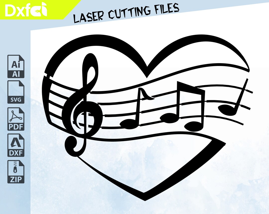 Music Note Heart Svg Music Decor Dxf Wallart Digital Download File, Svg ...