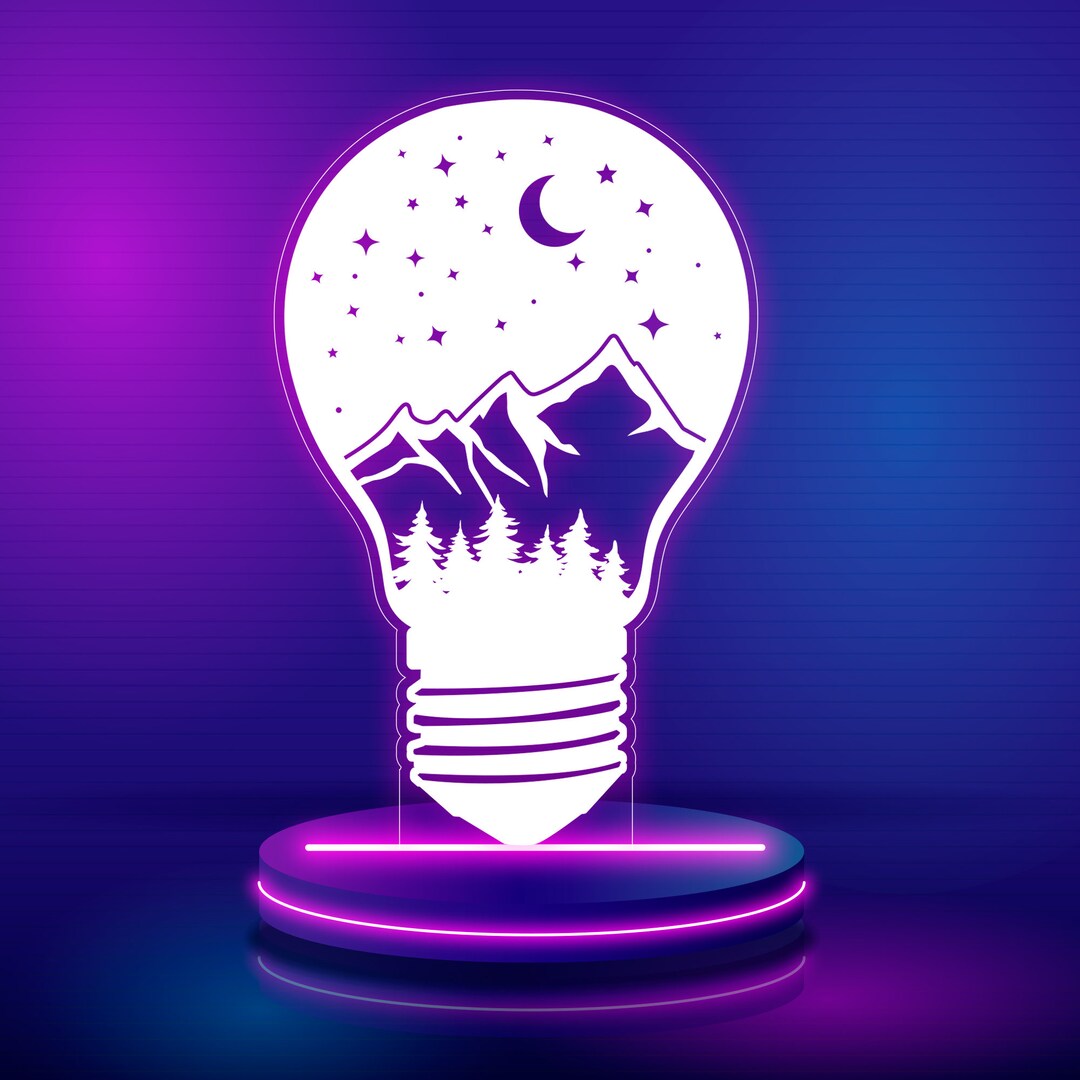 3D Lamp File, Plan for Cnc Laser Engraving, LED Acrylic Lamp Vector ...