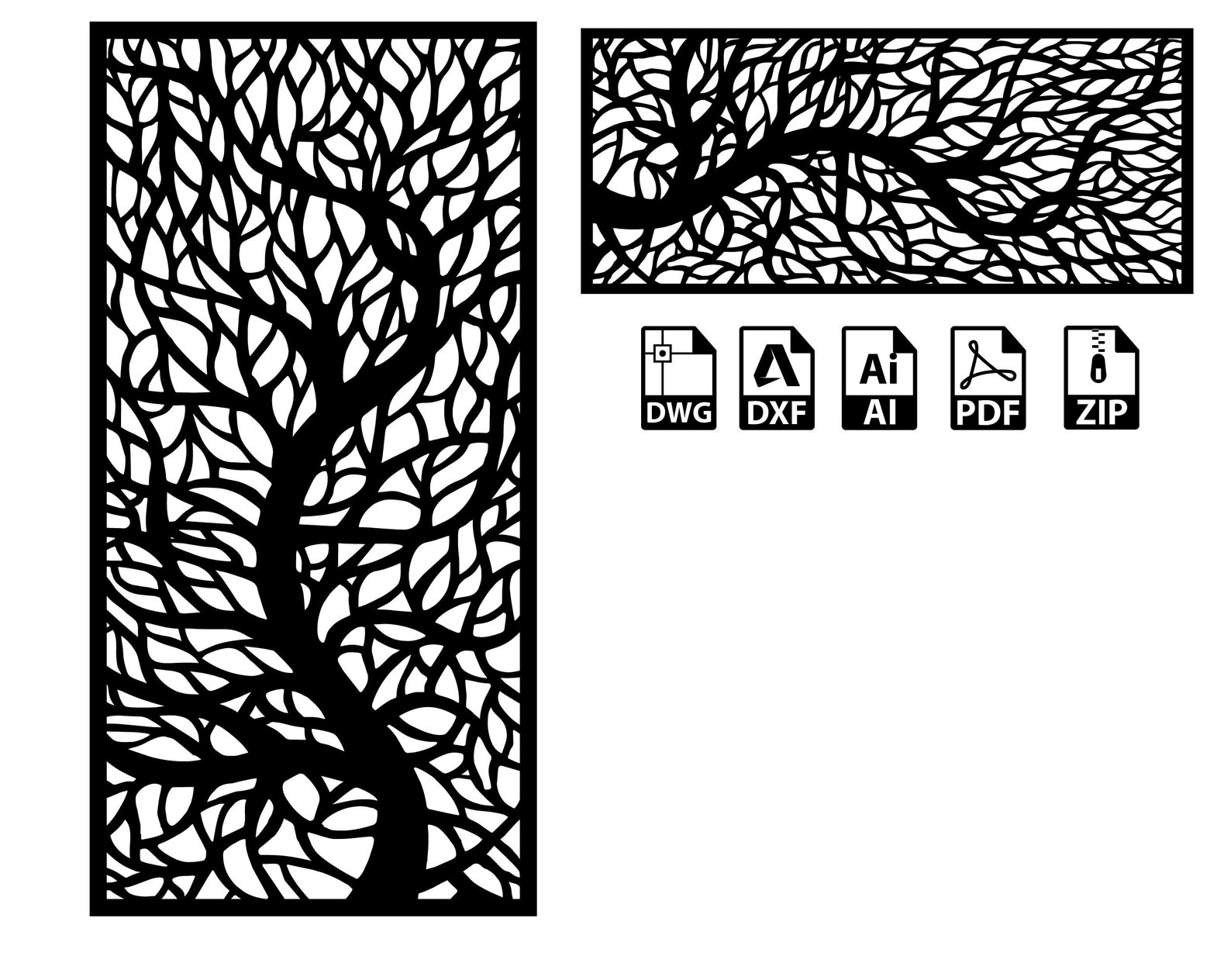 Tree Panels DXF Leafs Set Tree Panel Floral Patterns Tree - Etsy