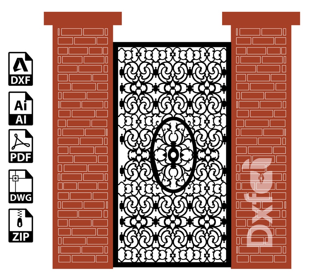 Wrought Iron Gate Grill Panel Dxf Panel Partition Room Divider Vector ...