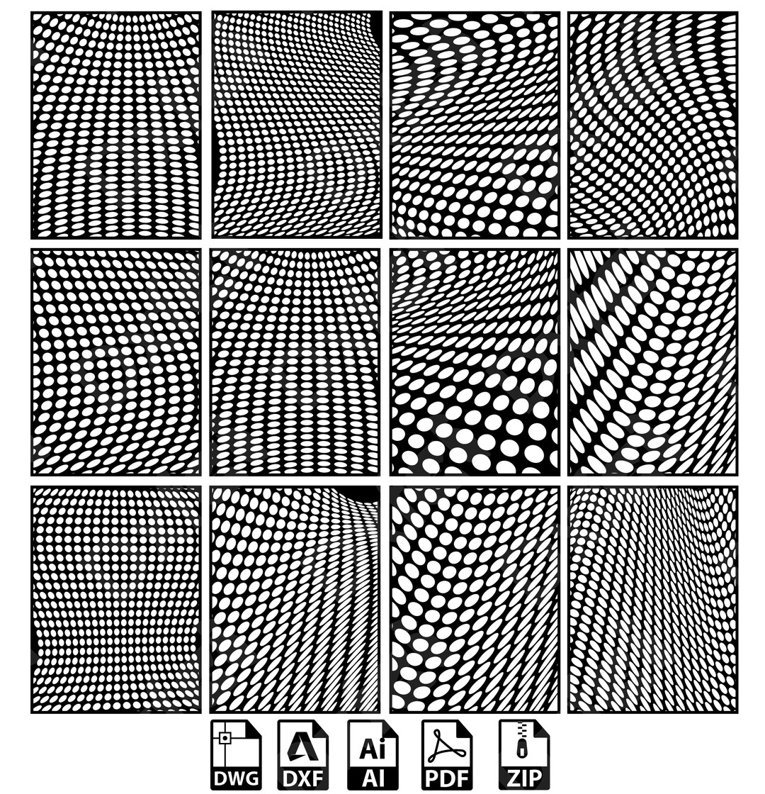 Halftone Grill Room Screen: 12 Panel Divider SVG DXF Files (digital ...