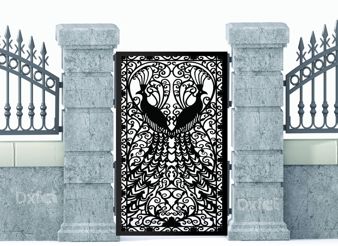 Heart Peacock Gate Design Svg Dxf Files Laser Cut Metal Plasma Laser ...