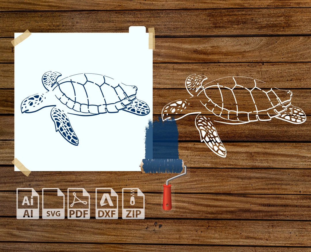 Sea Turtle Stencil Templates SVG DXF Vector Files Download - Etsy