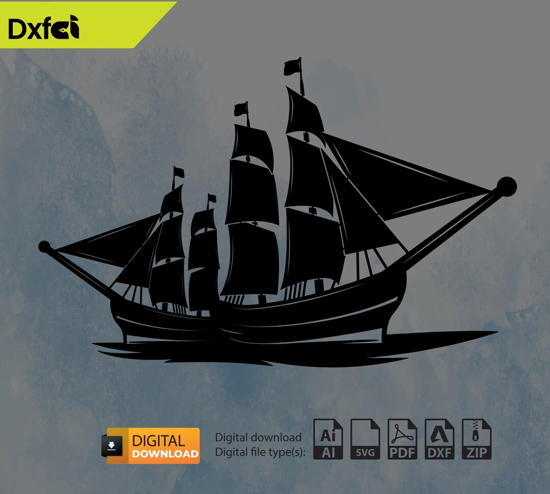 Sailing Ship DXF File, Nautical CNC Design, Boat SVG, Laser Cutting ...