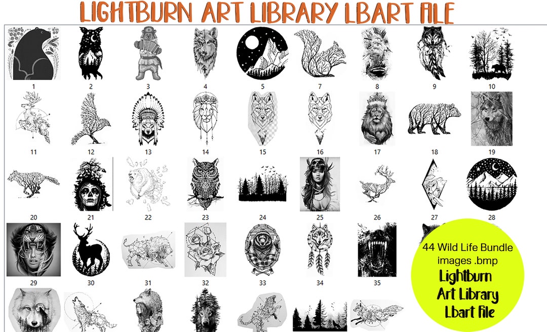 44 Wild Life Bundle Scan File Lightburn Art Library Lbart File for ...