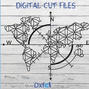 World Maps Svg Compass Svg Laser Cut Dxf Files World, World Map, Map ...