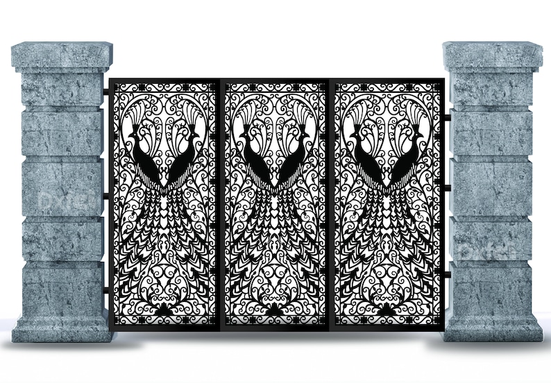 Peacock Heart Gate Design: Laser Cut Metal Art (digital Download) - Etsy