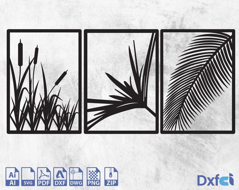 Feuille Svg feuille Design roseaux svg laser coupe svg dxf fichiers ...
