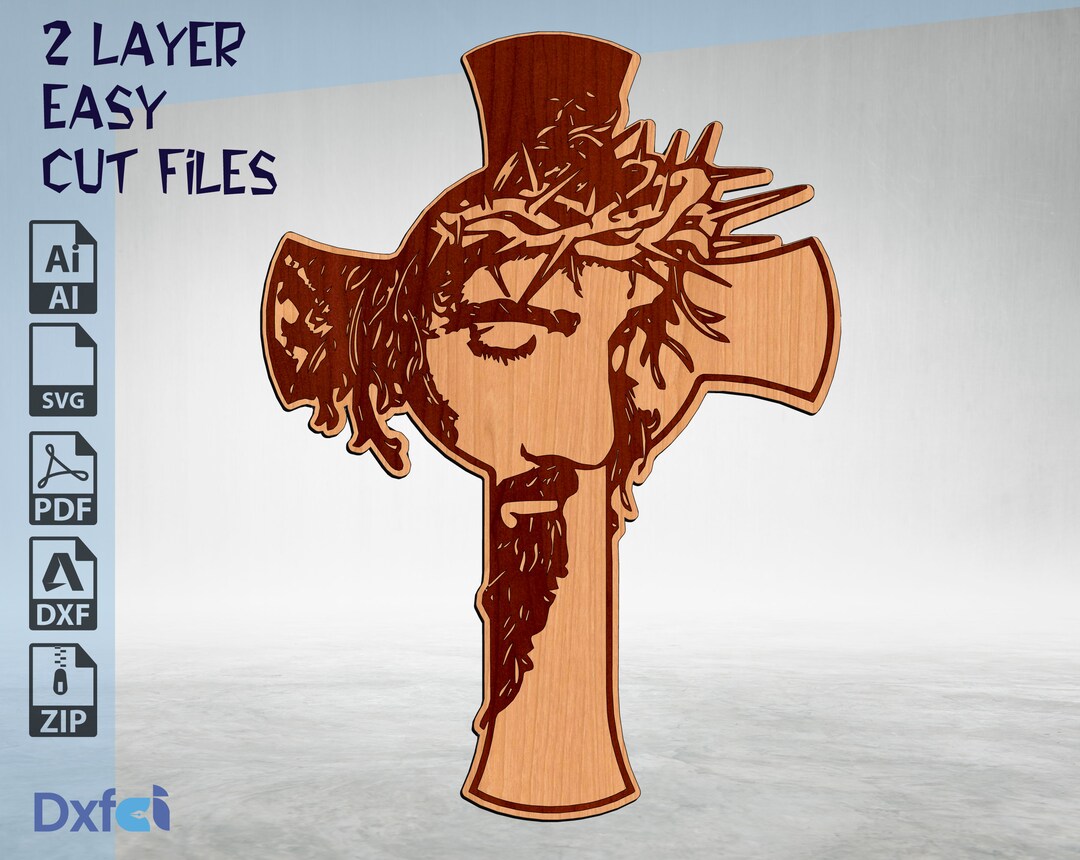 Jesus 2 Layers Jesus Svg, Son of God Dxf the Cross, Christianity Svg ...