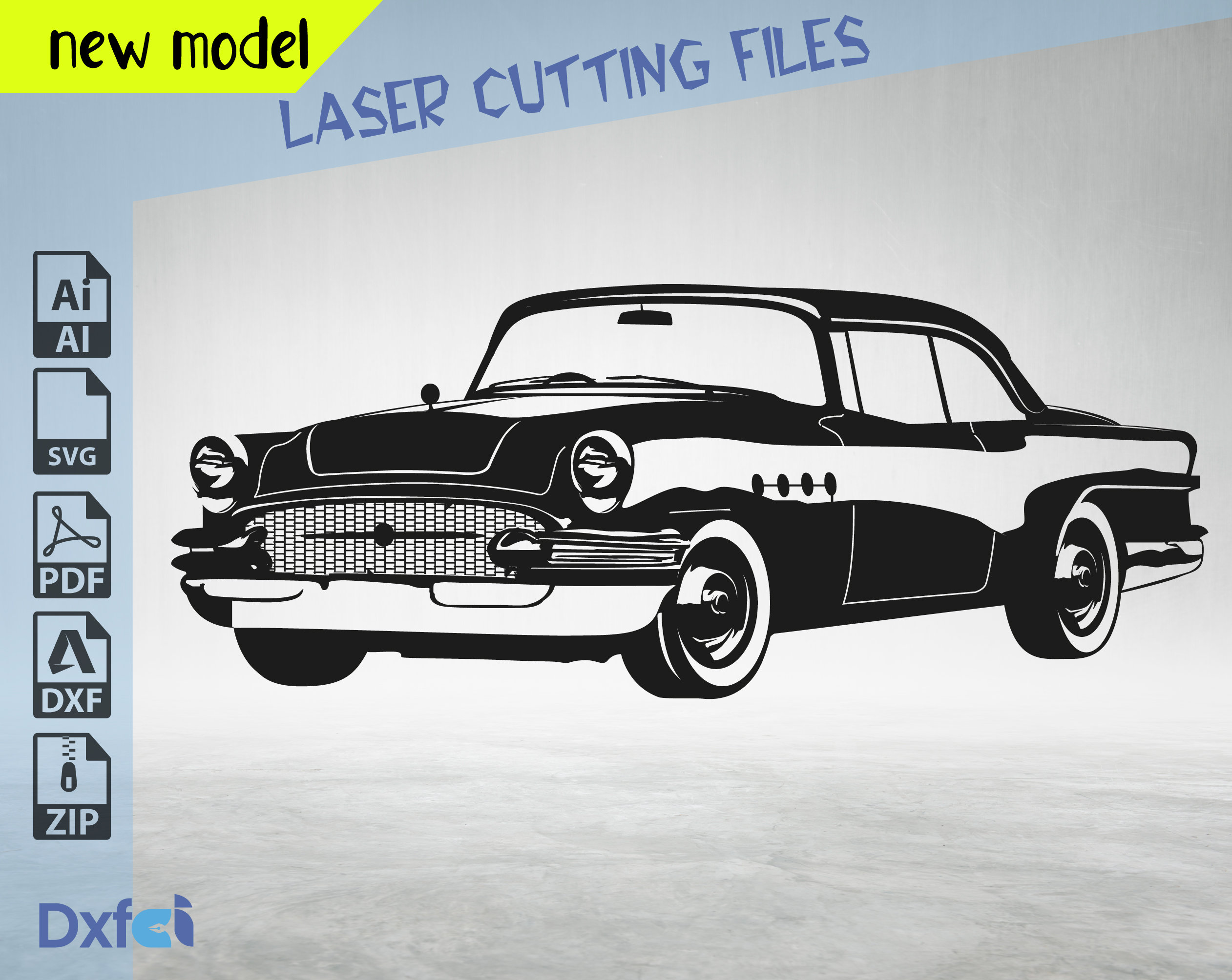 Vintage Car SVG, DXF Vector Files, Laser Cut Design (digital Download ...