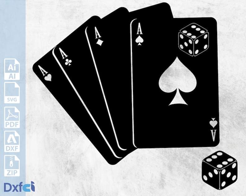 Playing Cards SVG: Aces Royal Flush Laser Cut Files (digital Download ...