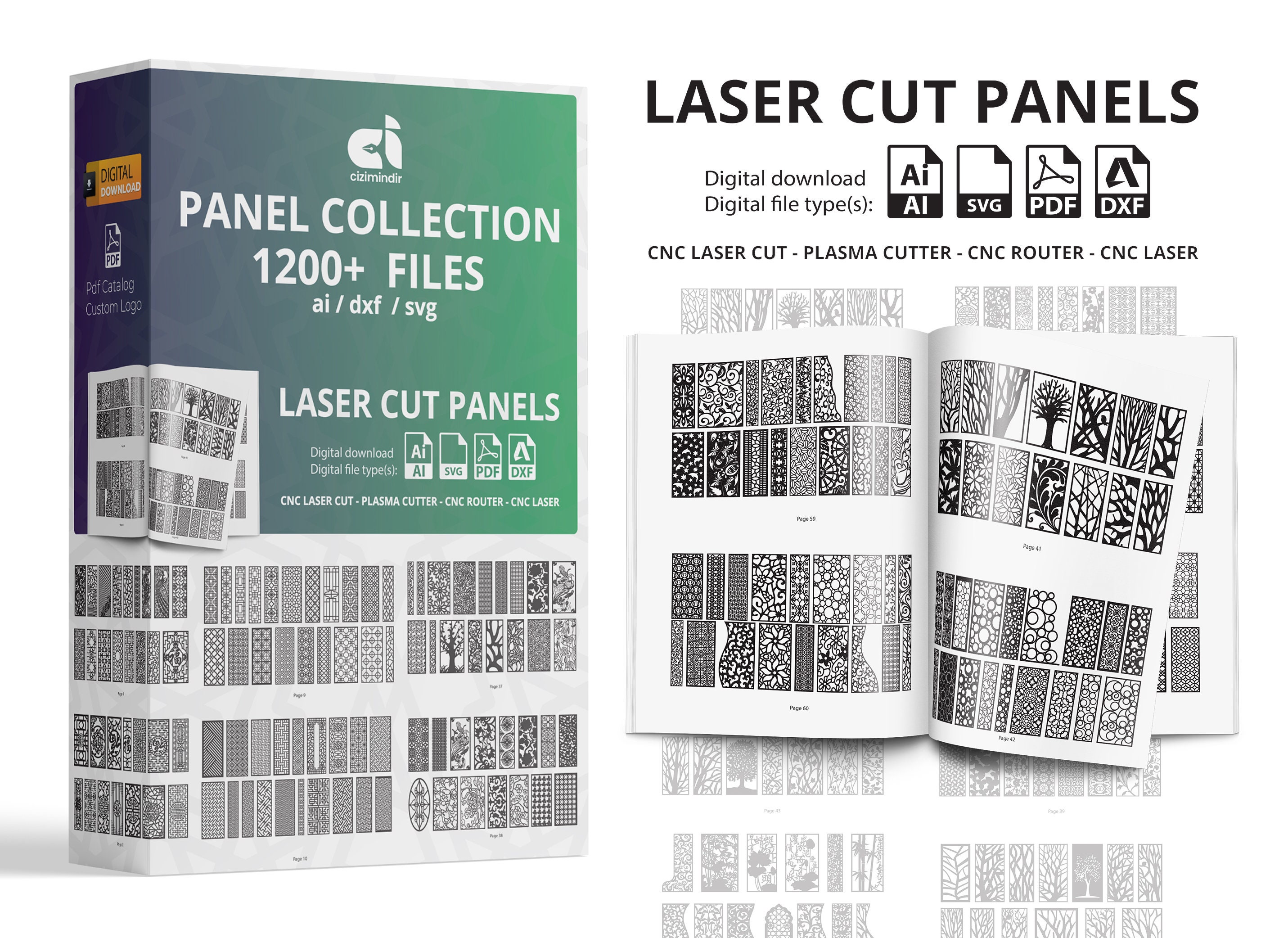 Geometric Laser Cut Panel Patterns: CNC Router Files + Pdf Book Catalog ...
