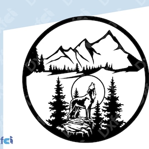 Wolf Mountain Svg Design Sunset Decor Laser Cut CNC Router, Digital ...