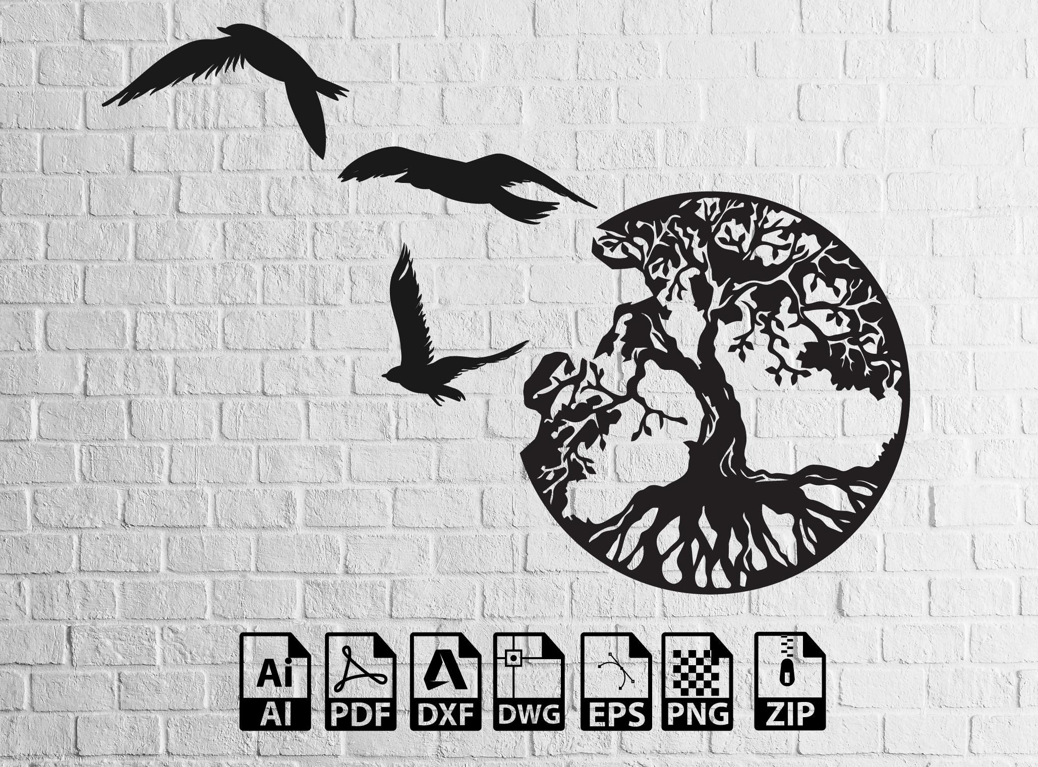 Tree of Life Birds Flying Tree Svg Laser Cut File Vector File - Etsy UK