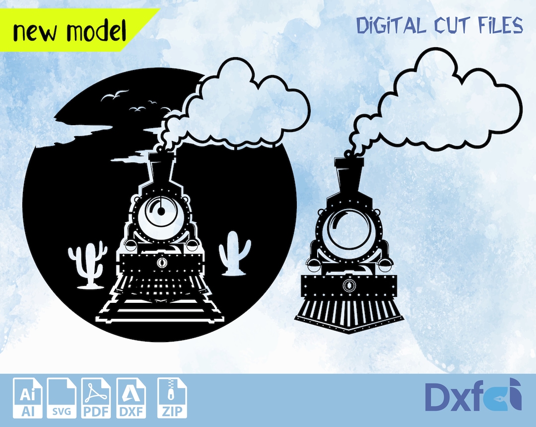 Train Svg Dxf Laser Cut File, Train Dxf Files, Plasma Cut File, Wall ...