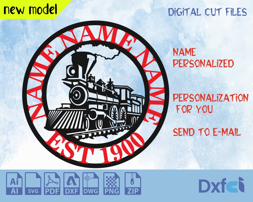 Customizable Steam Train SVG Dxf Files Name Sign - Personalized Metal ...