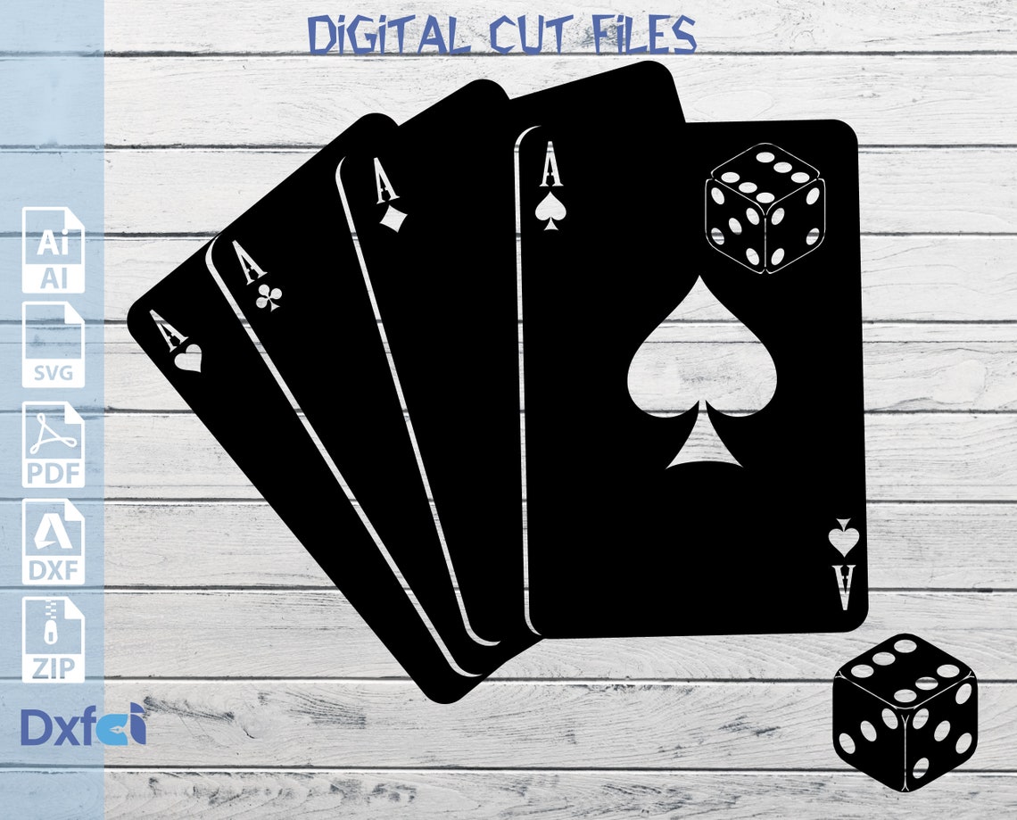 Playing Cards SVG: Aces Royal Flush Laser Cut Files (digital Download ...