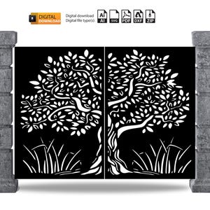 Tree Panel DXF File: Laser Cut Garden Gate, CNC Metal & Wood - Etsy
