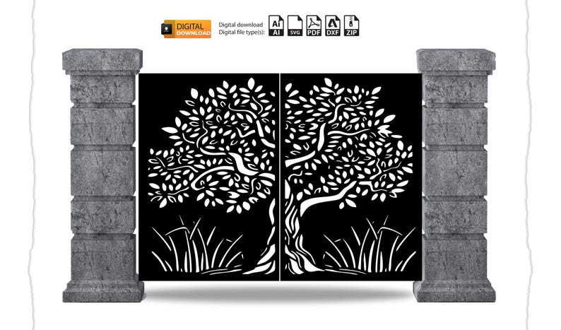 Tree Panel DXF File: Laser Cut Garden Gate, CNC Metal & Wood - Etsy