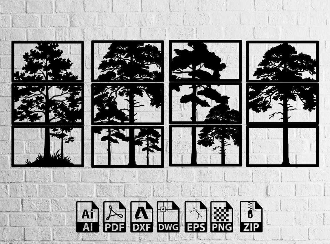 Pine Tree Svg Laser Cut Svg Dxf Files Wall Laser Cut Dxf Files - Etsy