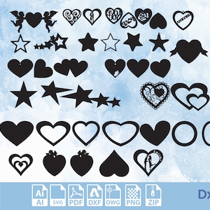 Heart SVG 150+pcs Shape ,gift Love Svg Lightburn Circut Svg Heart Open ...