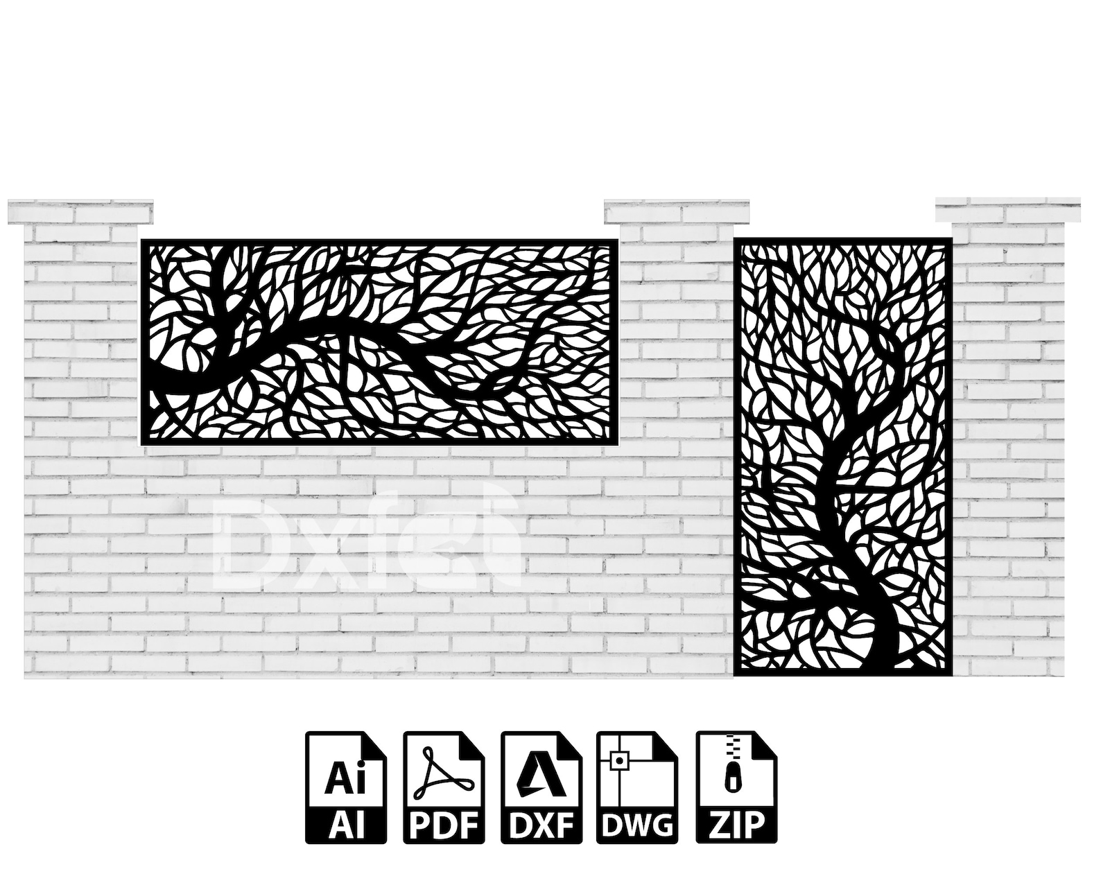 Tree Panels DXF Leafs Set Tree Panel Floral Patterns Tree - Etsy