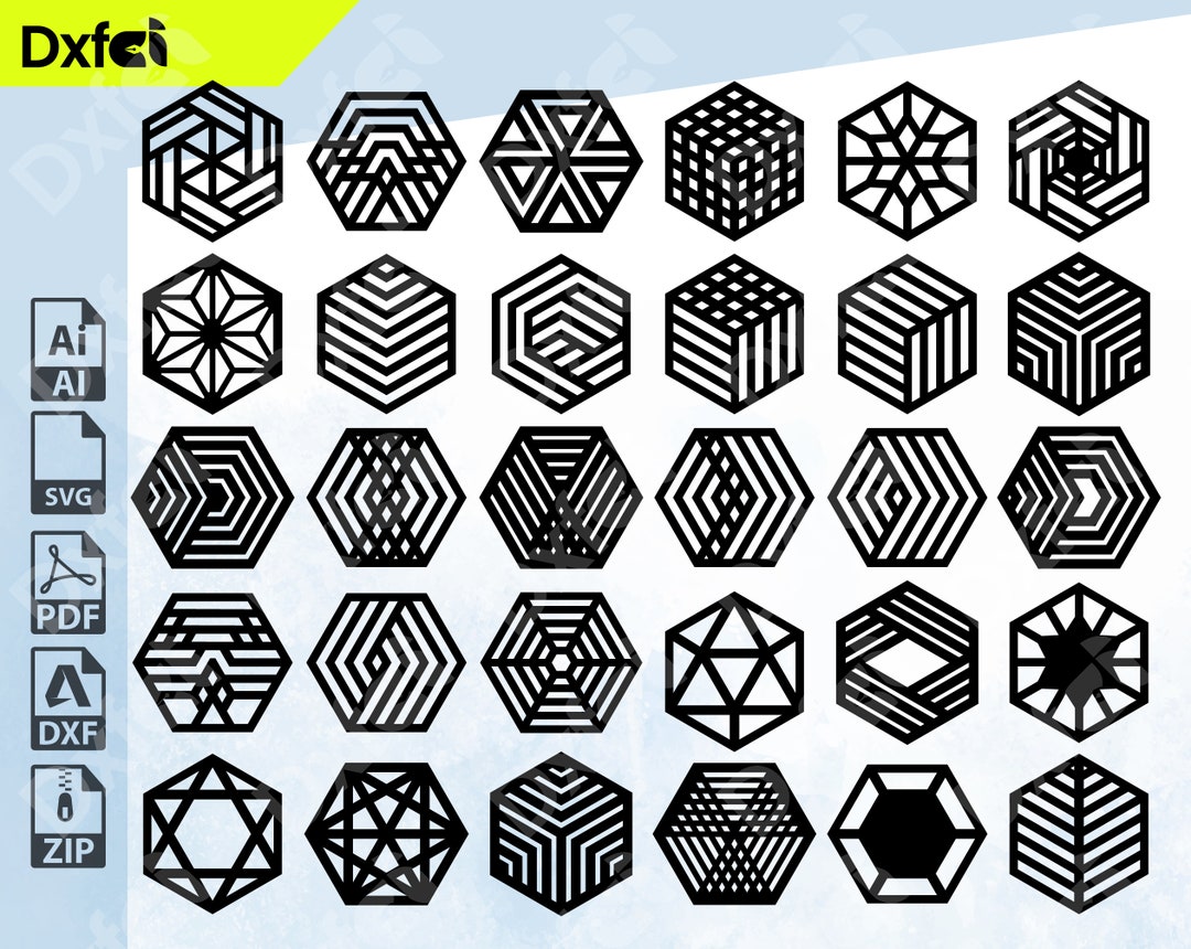 Hexagon Coasters Collection Mandala Pattern Geometric Vector Files, for ...