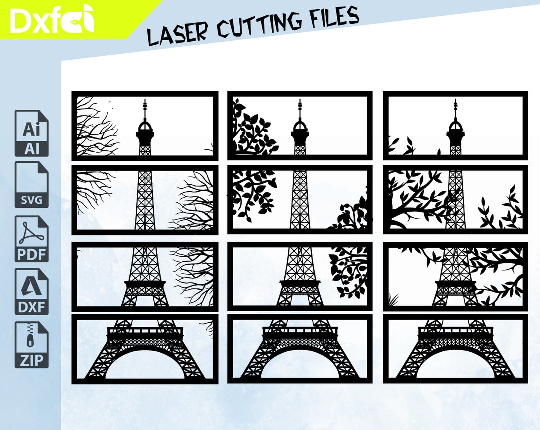 Paris Eiffel Svg Tower Dxf Files Laser Cut Files Drawing for Wall Decor ...