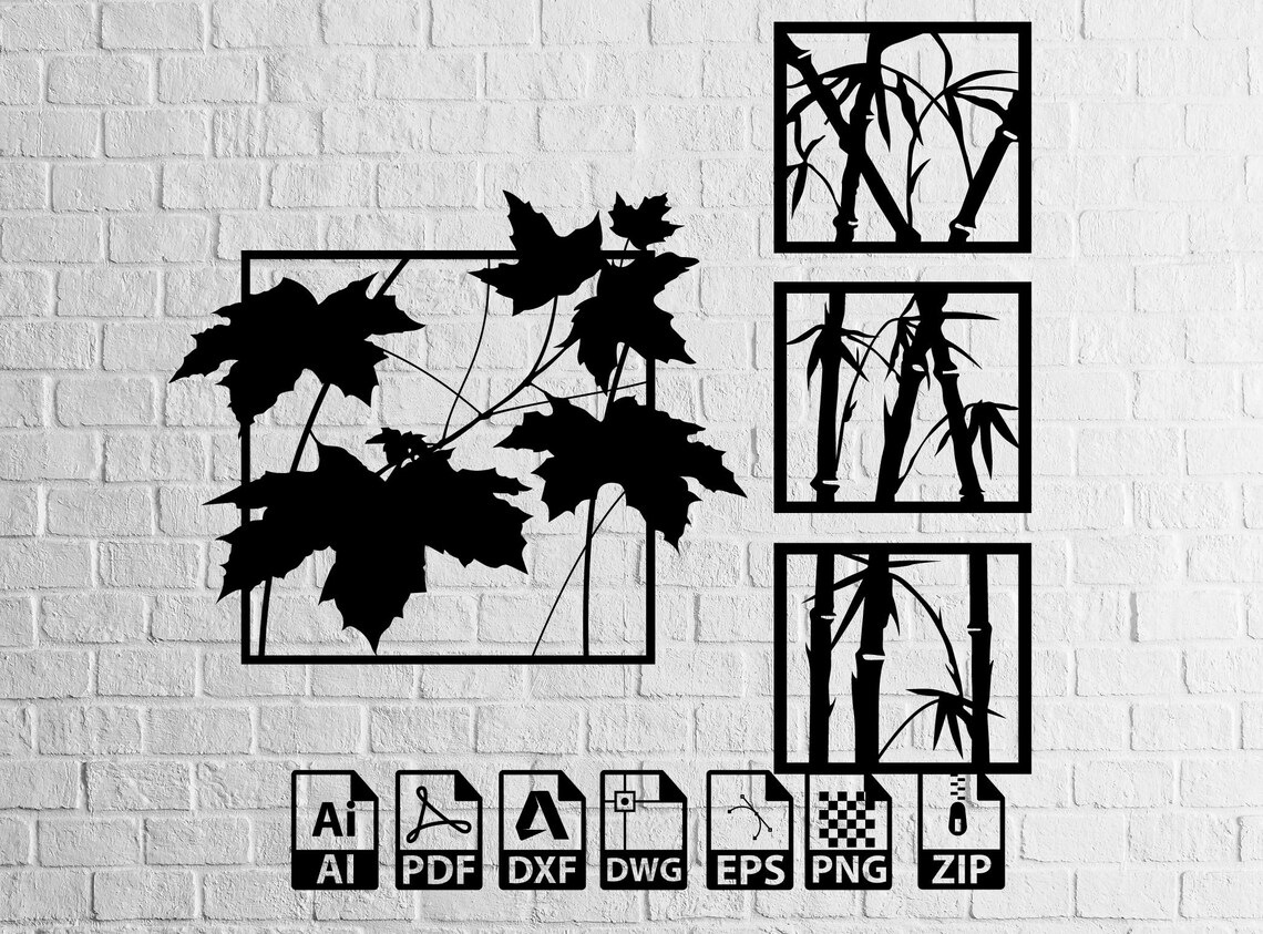 Bamboo & Maple Leaf Laser Cut Files, CNC Wall Art (svg, Dxf, Pdf) - Etsy