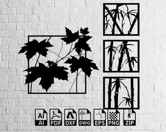 Bamboo Tree Dxf Files Panels Tree Clipart Cn Dxf for Plasma - Etsy