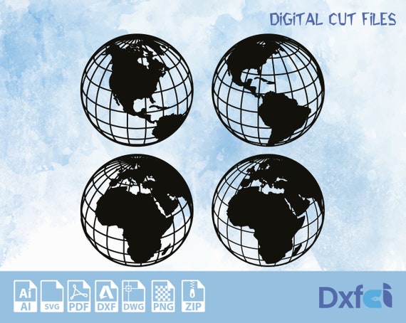 World Map Globe Svg Filedxf Filelaser Cut Filecnc Route, 55% OFF