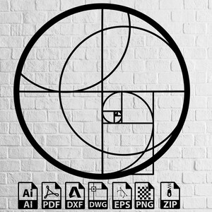 Golden Ratio Svg,phi Symbol Svg , Fibonacci Spiral Wall Art Laser Cut ...