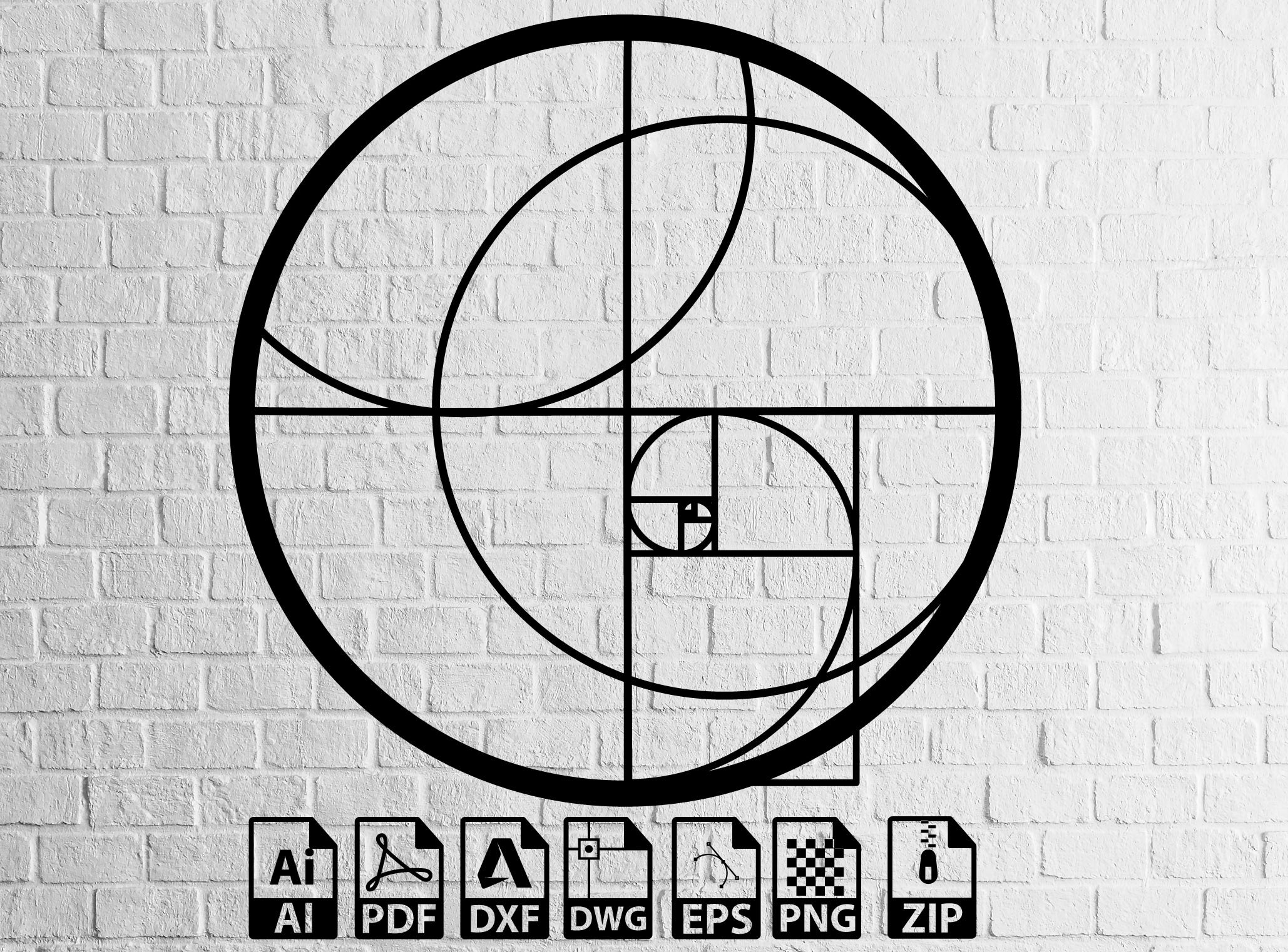 Proporción áurea Svg símbolo Phi svg Fibonacci Spiral Wall - Etsy México