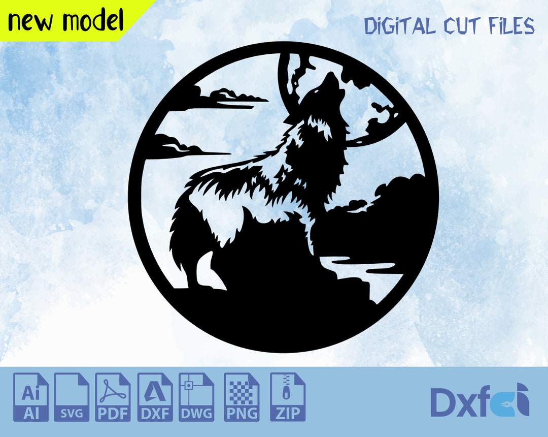 Wolf Dxf Files , Home Decor Wildlife and Howling Wolf Scenery - Etsy