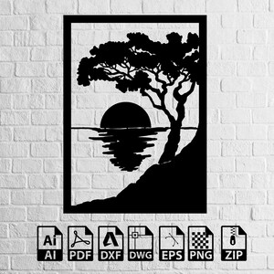 Sunset Svg Wall Art Home Decor Dxf Svg Laser Cut Files Home Decoration ...