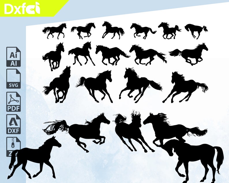Free Horses Running Horses Horse Bundle Svg Jade Horse Dxf - Etsy