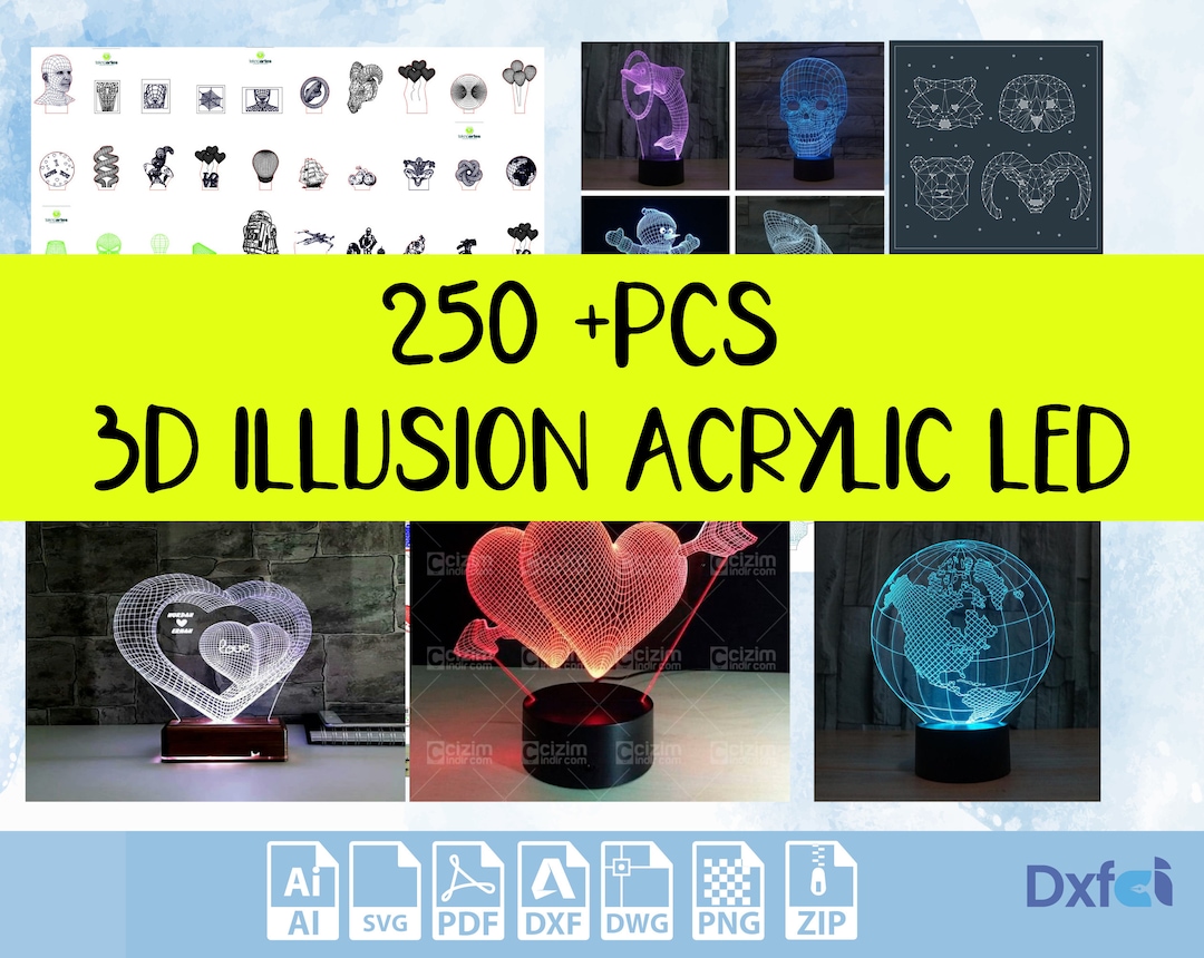 250+ Acrylic Illusion 3d Led Lamp Bundle 3D Illusion Led Big Archive ...