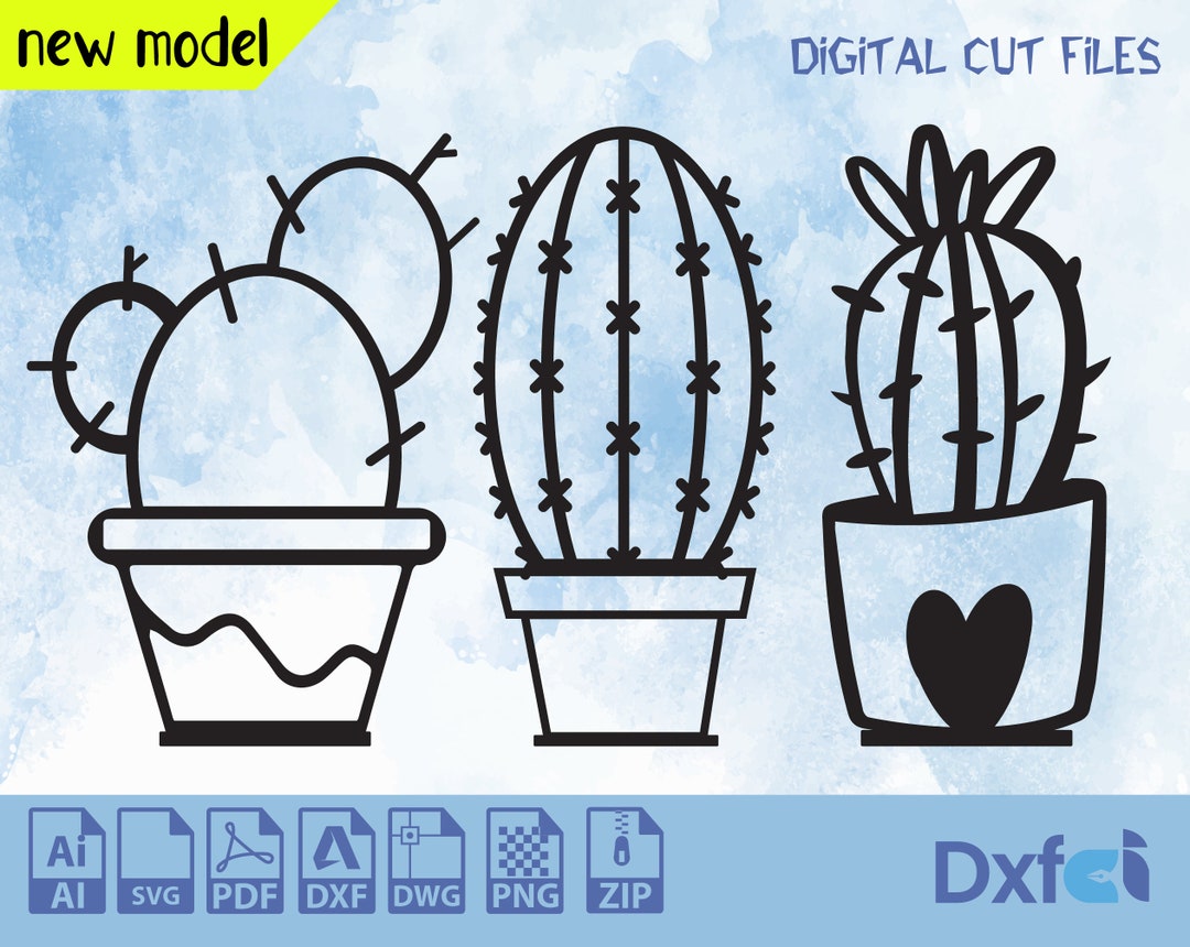 Cactus Svg Laser Triple Cactus Decal Silhouette Digital Lightburn ...