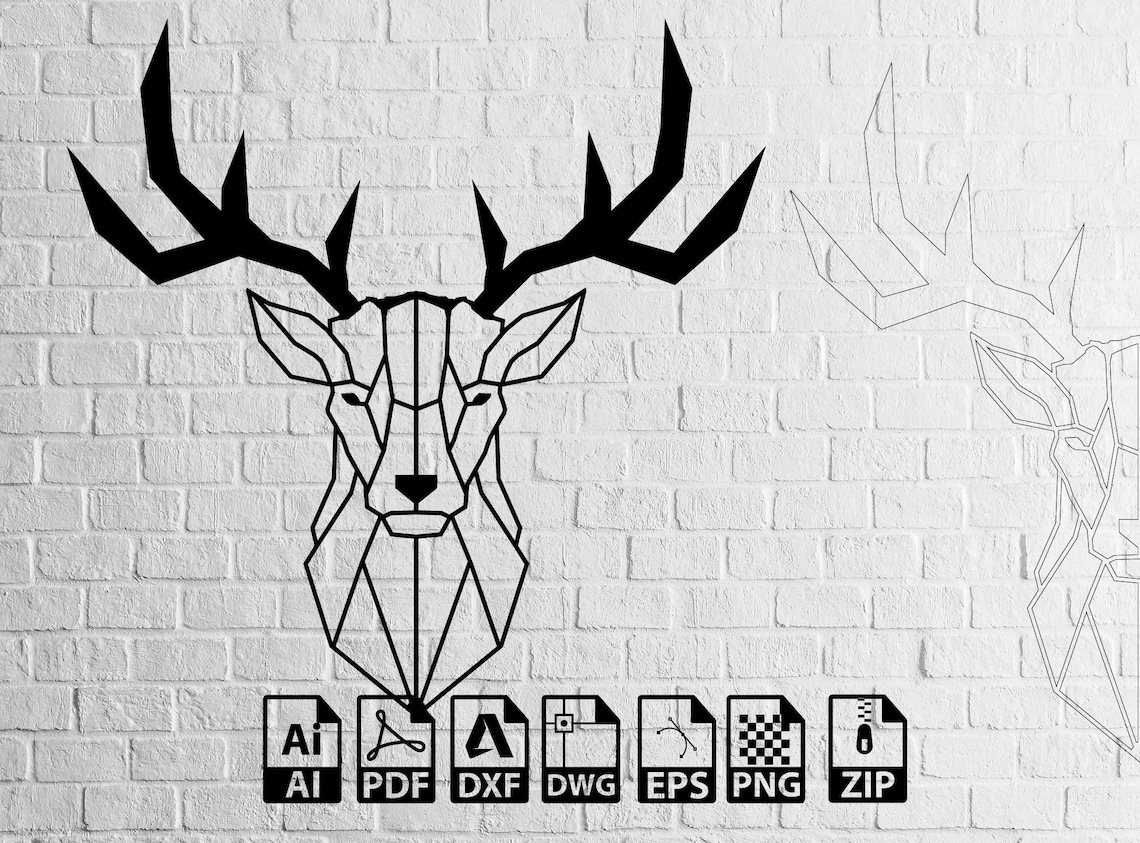 Geometric Deer Portrait DXF File for Laser and Plasma Cut Deer - Etsy