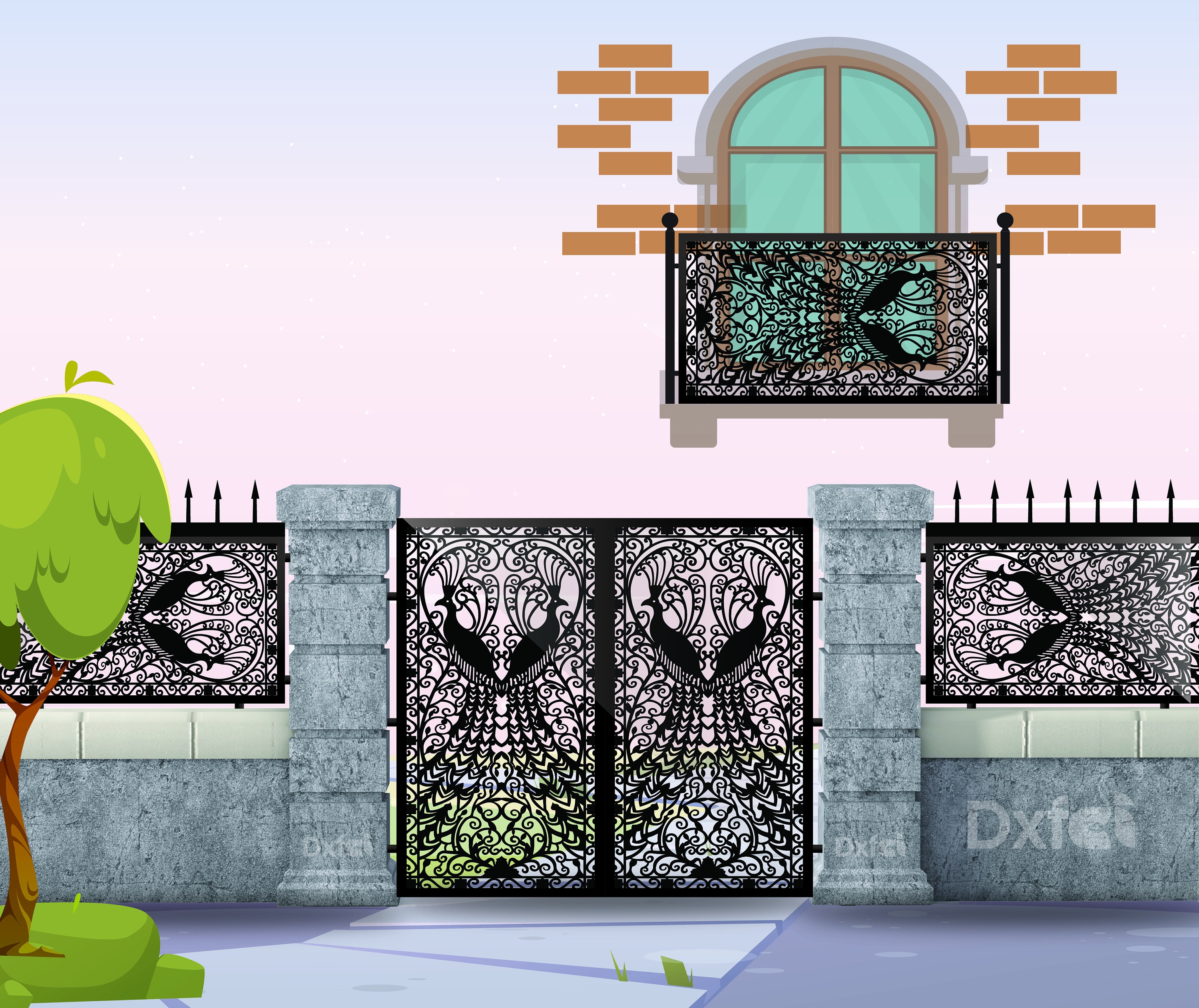 Peacock Heart Gate Design: Laser Cut Metal Art (digital Download) - Etsy