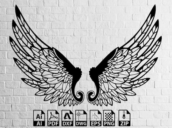 Angel Wings Svg Laser Cut Dxf Files Wings Dxf Angel Wings - Etsy