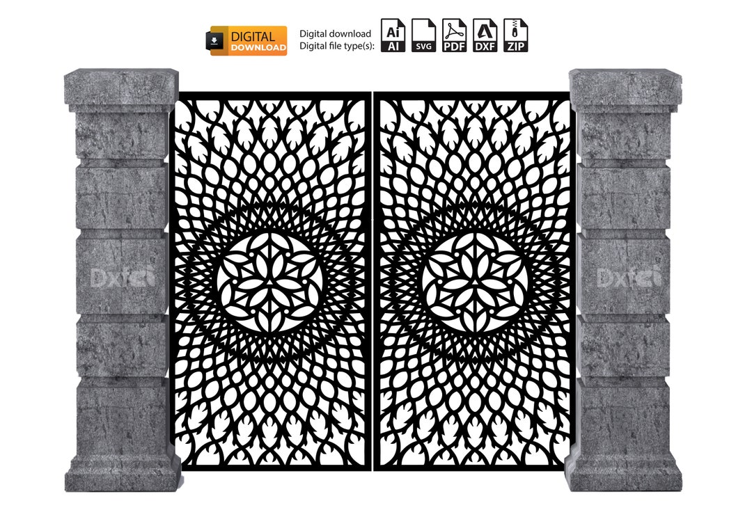 Panel Dxf Panel Dxf Svg Files Digital Gate Grill Partition Room Divider ...