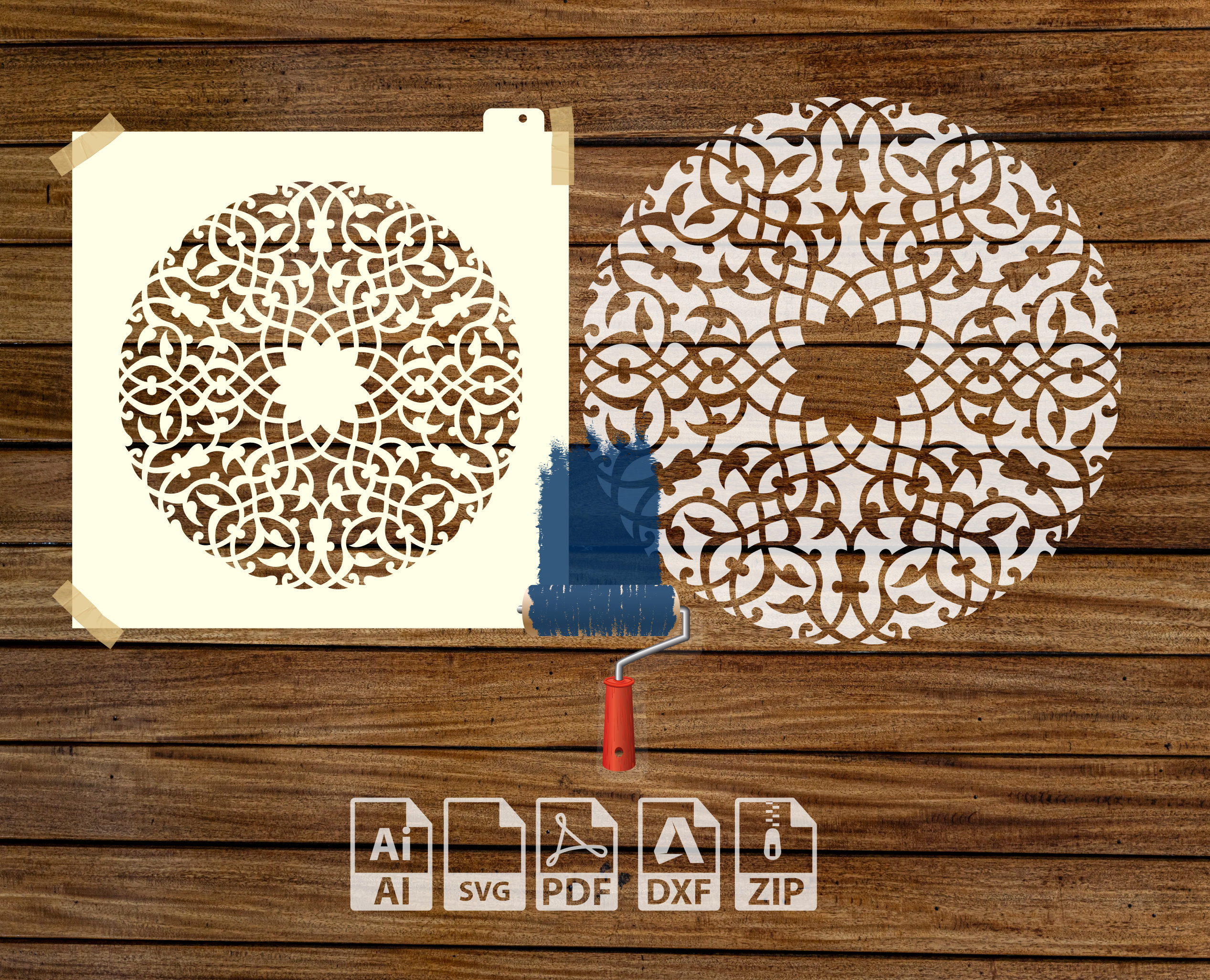 Mandala Stencil Templates SVG DXF Vector Files Download Diy Cutting ...