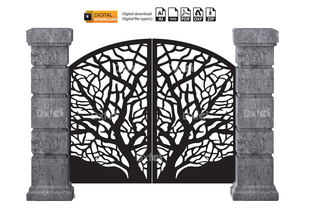 Tree Garden Gate Panel Design: CNC Laser Cut DXF SVG (digital Download ...