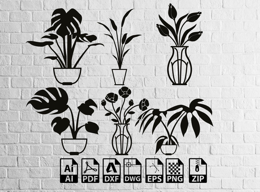 Flower Pots Decor Laser Cut Files: SVG, DXF, CNC (digital Download) - Etsy