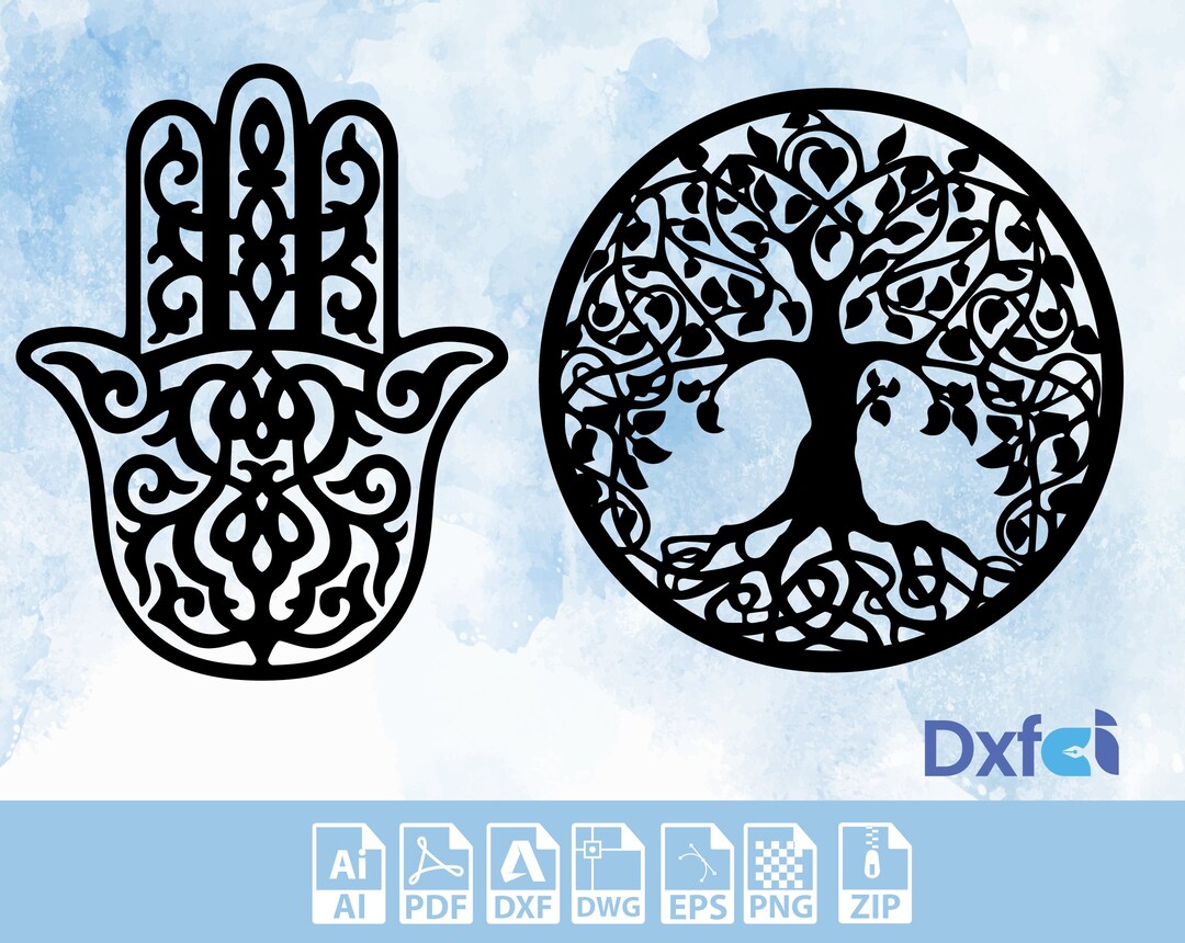 Hamsa, Tree of Life Stree Metal Wall Decor Art Dxf Svg Hamsa Wall ...