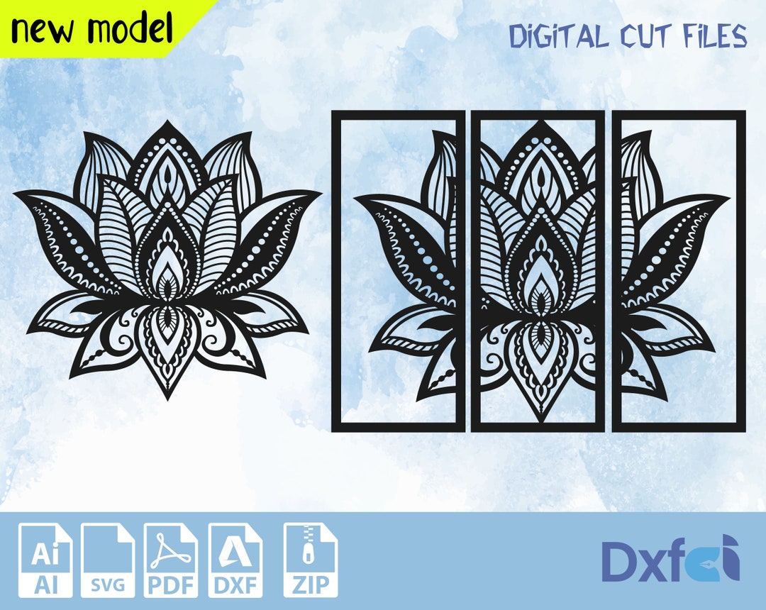 Lotus Flower Svg Files Mandala Svg, Laser Cut Dxf Files Flowers Dxf ...
